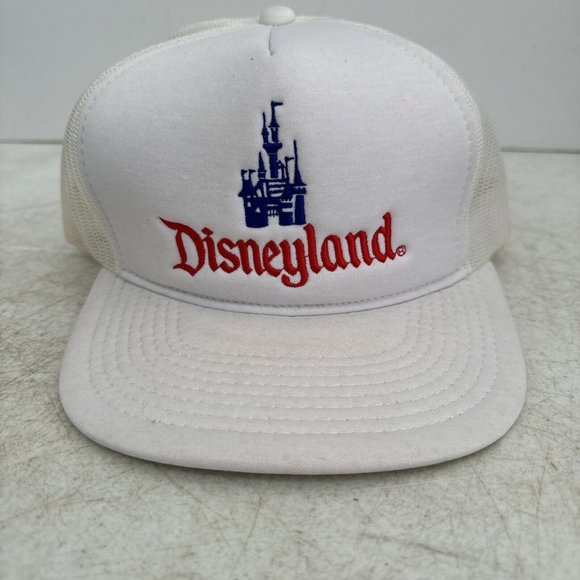 Disney | Accessories | Disneyland Vtg 8s White Trucker Hat Snapback ...
